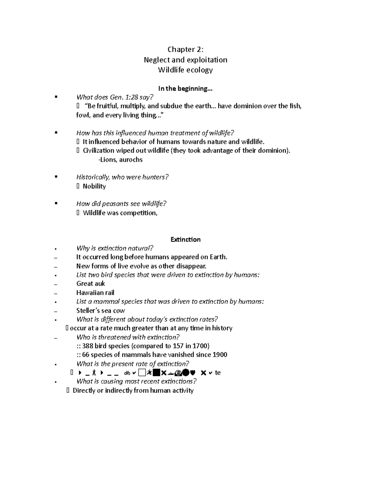 WL-Chapter 2 - Wildlife Ecology lecture notes/reading summary for ...