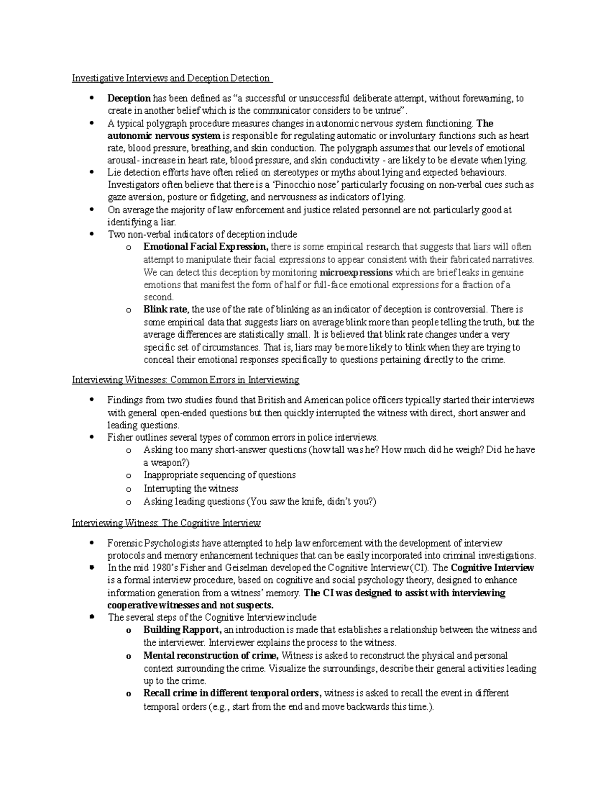 Police Psych Week 8 - Fall Semester 2022 - Investigative Interviews and ...