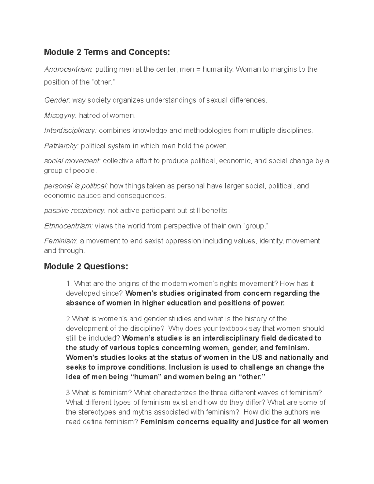 Soc 2102- Unit 1 Study Guide - Module 2 Terms and Concepts ...