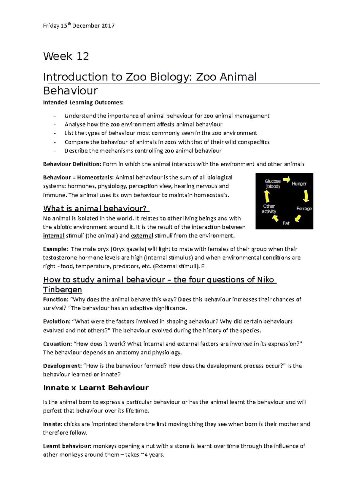 Week 12 - Zoo Animal Behaviour - Week 12 Introduction to Zoo Biology ...