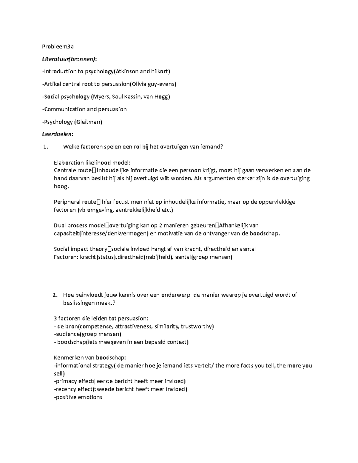 Nabespreking probleem 3a en 3b - Probleem3a Literatuur(bronnen ...