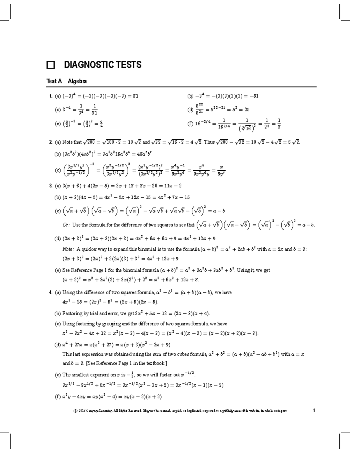 Chapter 1 math - Math practice questions Bita Shregeda - DIAGNOSTIC ...