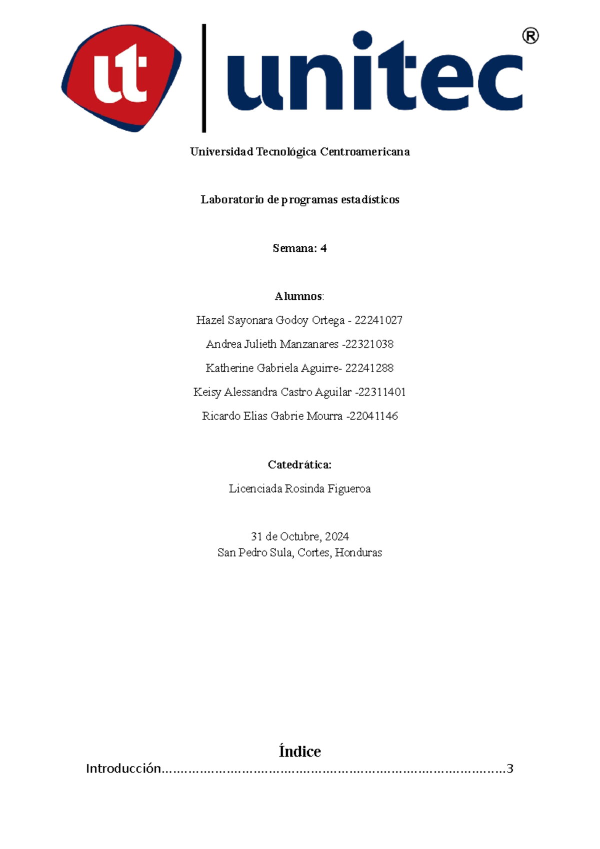 Primer Avance LAB Programas E - Universidad Tecnológica Centroamericana Laboratorio de programas ...