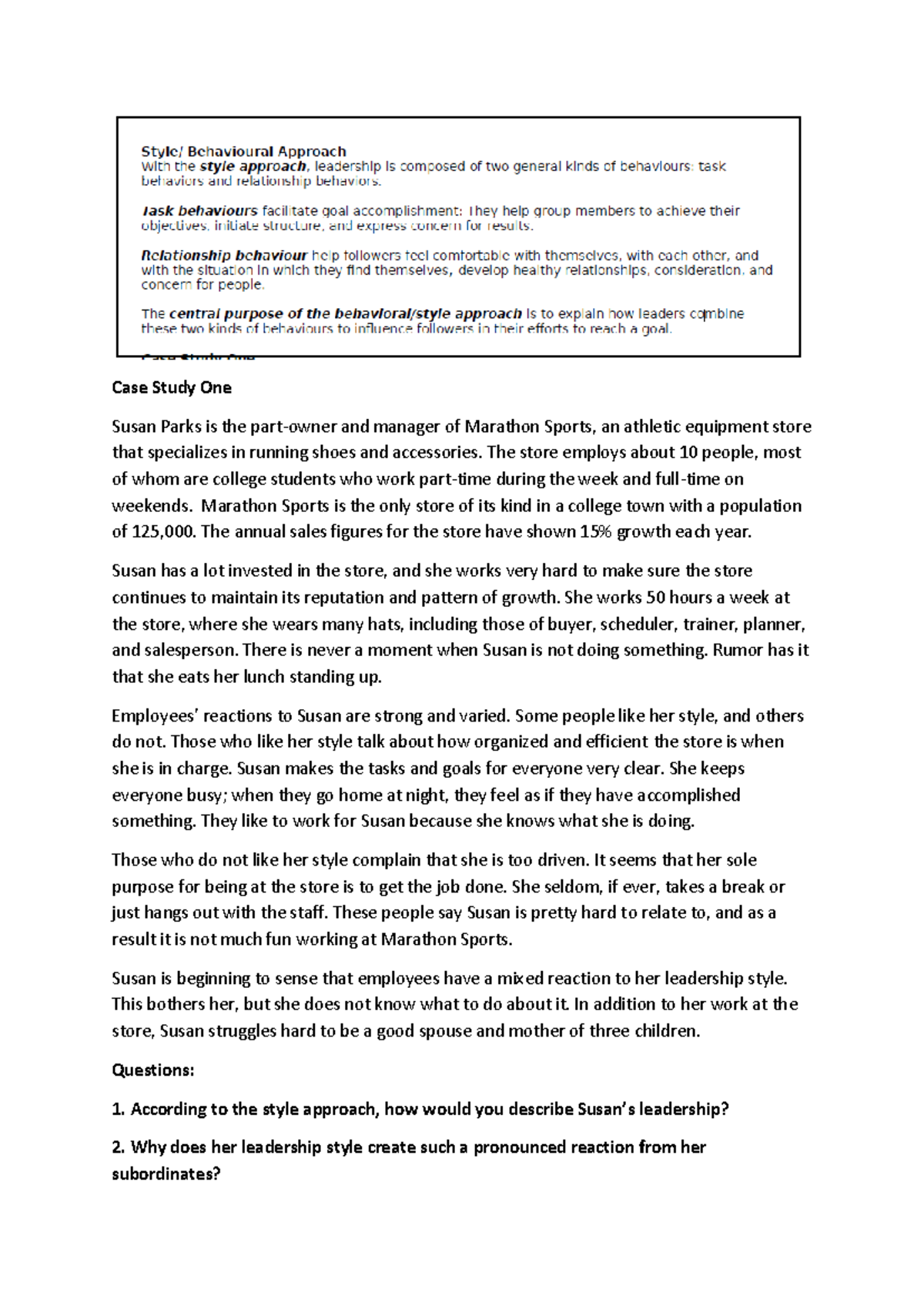 Leadership Styles - Estilos de liderazgo - case study - Case Study One ...
