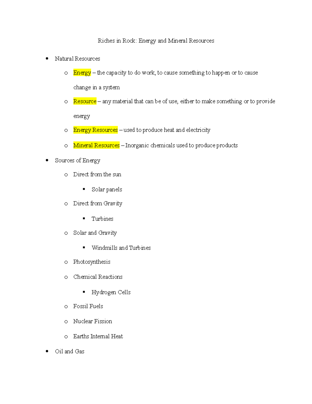 Notes 11-18-15 - Riches in Rock: Energy and Mineral Resources Natural ...