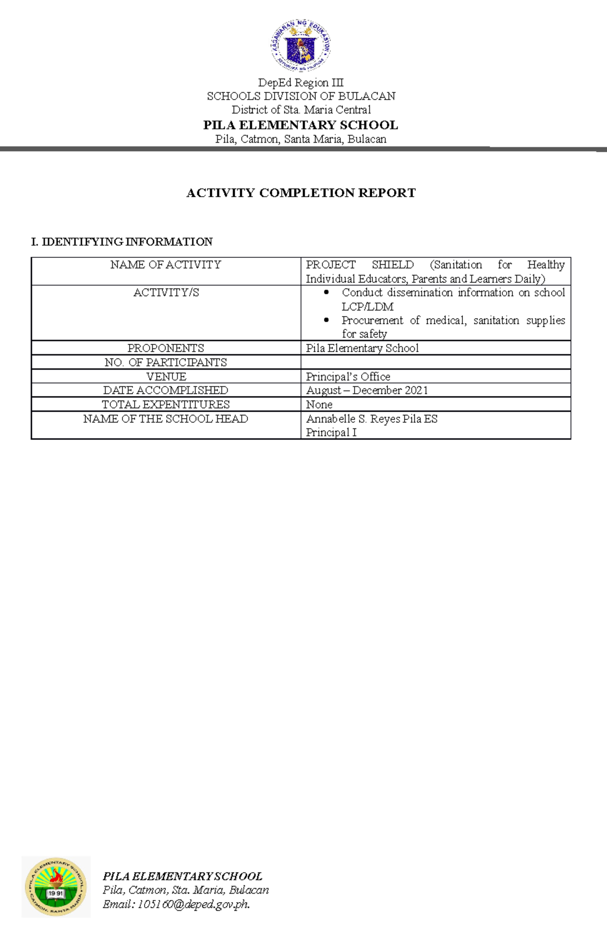 School Project Proposal - DepEd Region III SCHOOLS DIVISION OF BULACAN ...
