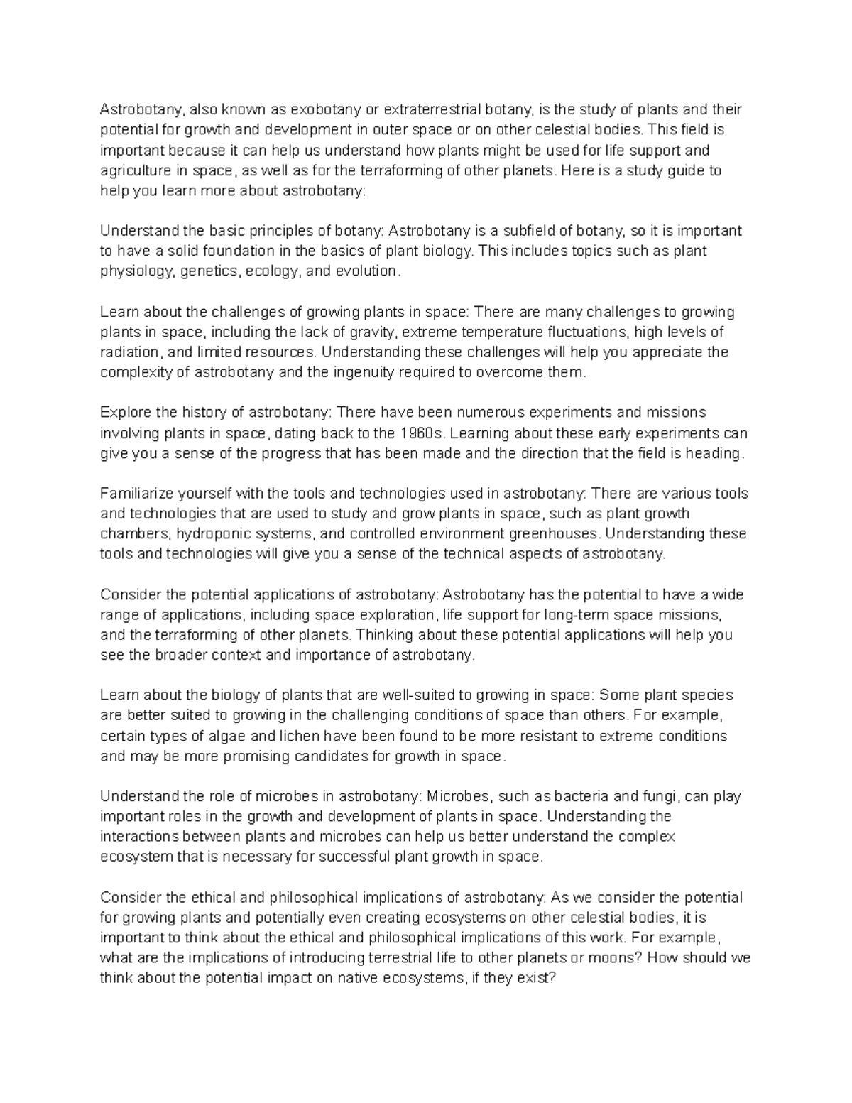 Astrobotany study guide - Astrobotany, also known as exobotany or ...