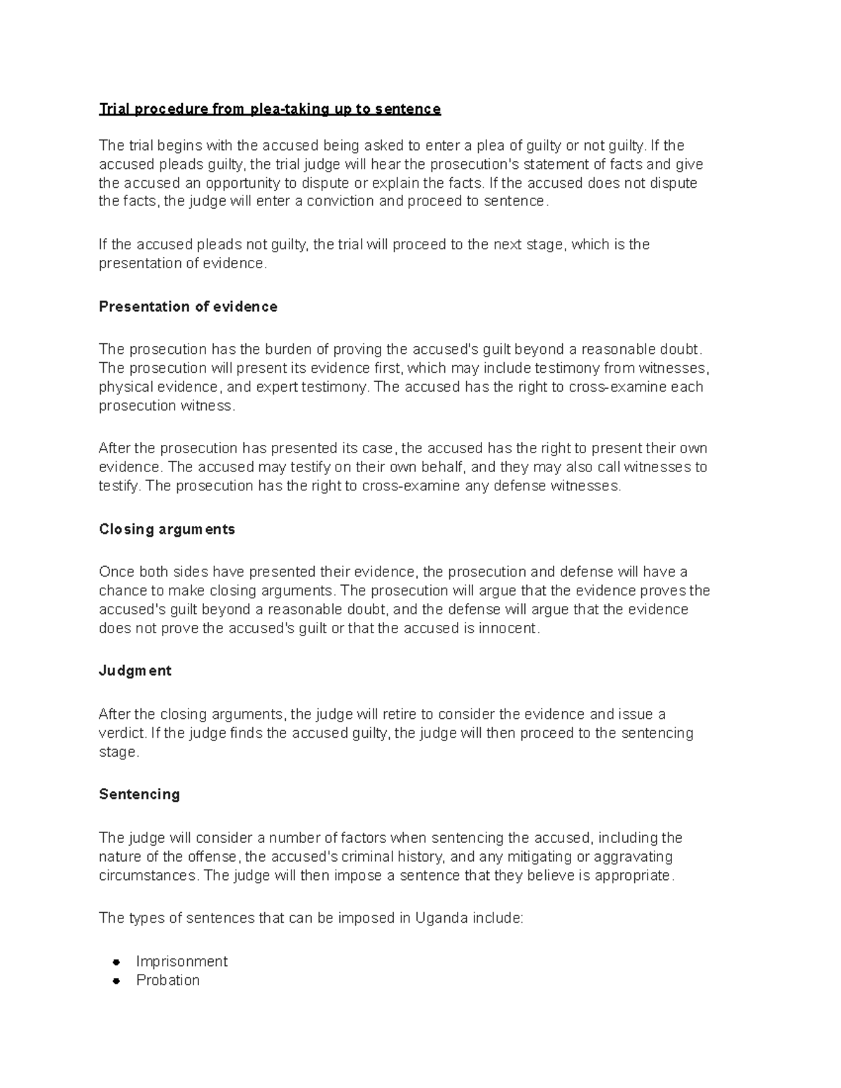 1. Trial procedure from plea-taking up to sentence - If the accused ...