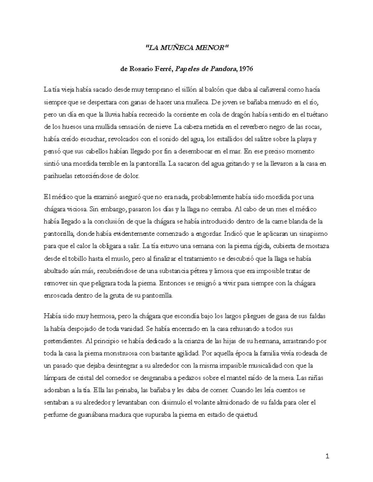 Lamunecamenorde Rosario Ferre - "LA MUÑECA MENOR" de Rosario Ferré ...