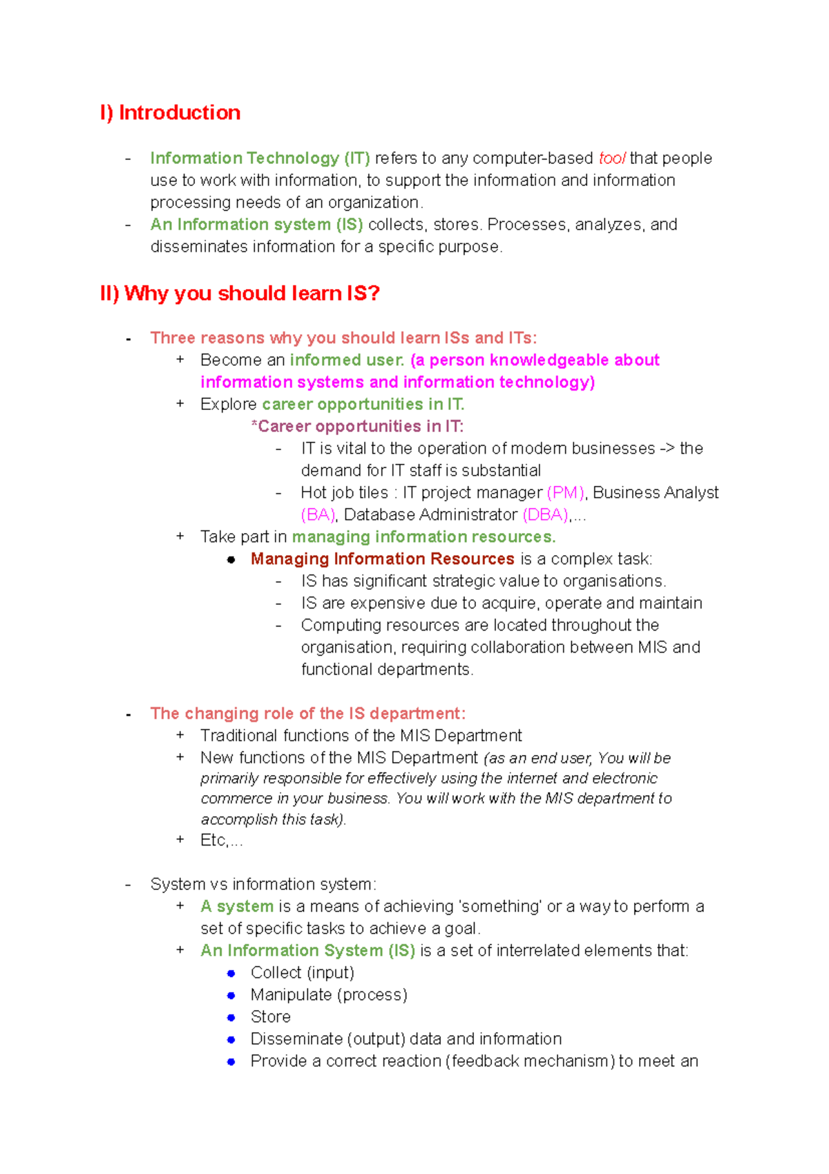 Lecture 1 Intro Duction To Information Systems Business Basics I Introduction Information