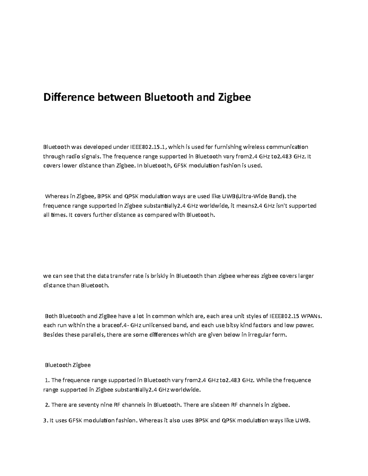 Difference between Bluetooth and Zigbee - Difference between Bluetooth ...