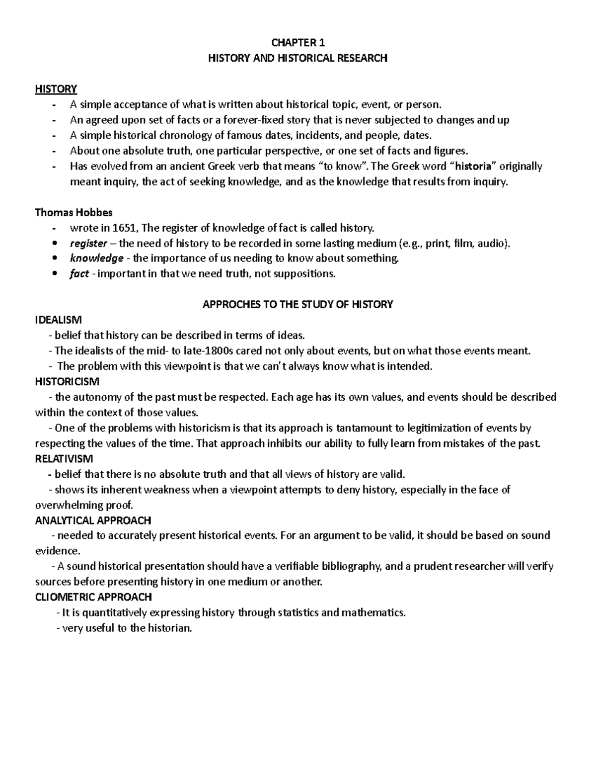 RPH Chapter 1-5 Summary - CHAPTER 1 HISTORY AND HISTORICAL RESEARCH ...
