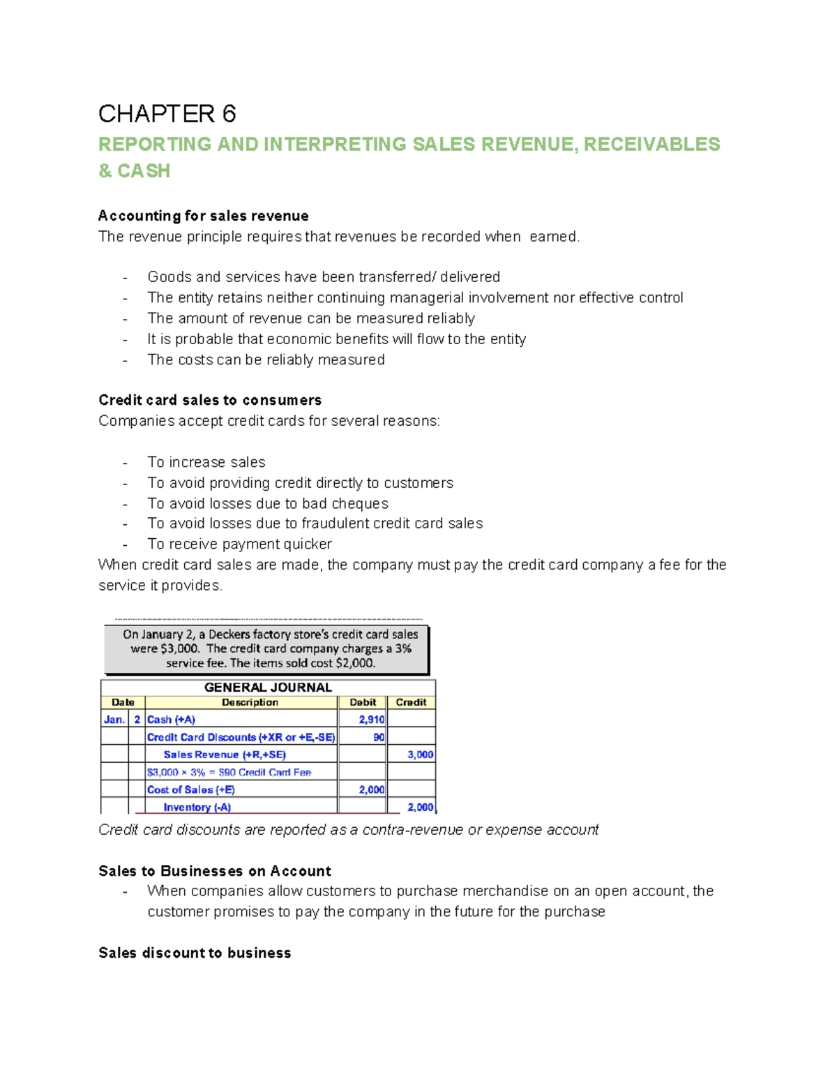 Accounting Review - CHAPTER 6 REPORTING AND INTERPRETING SALES REVENUE ...