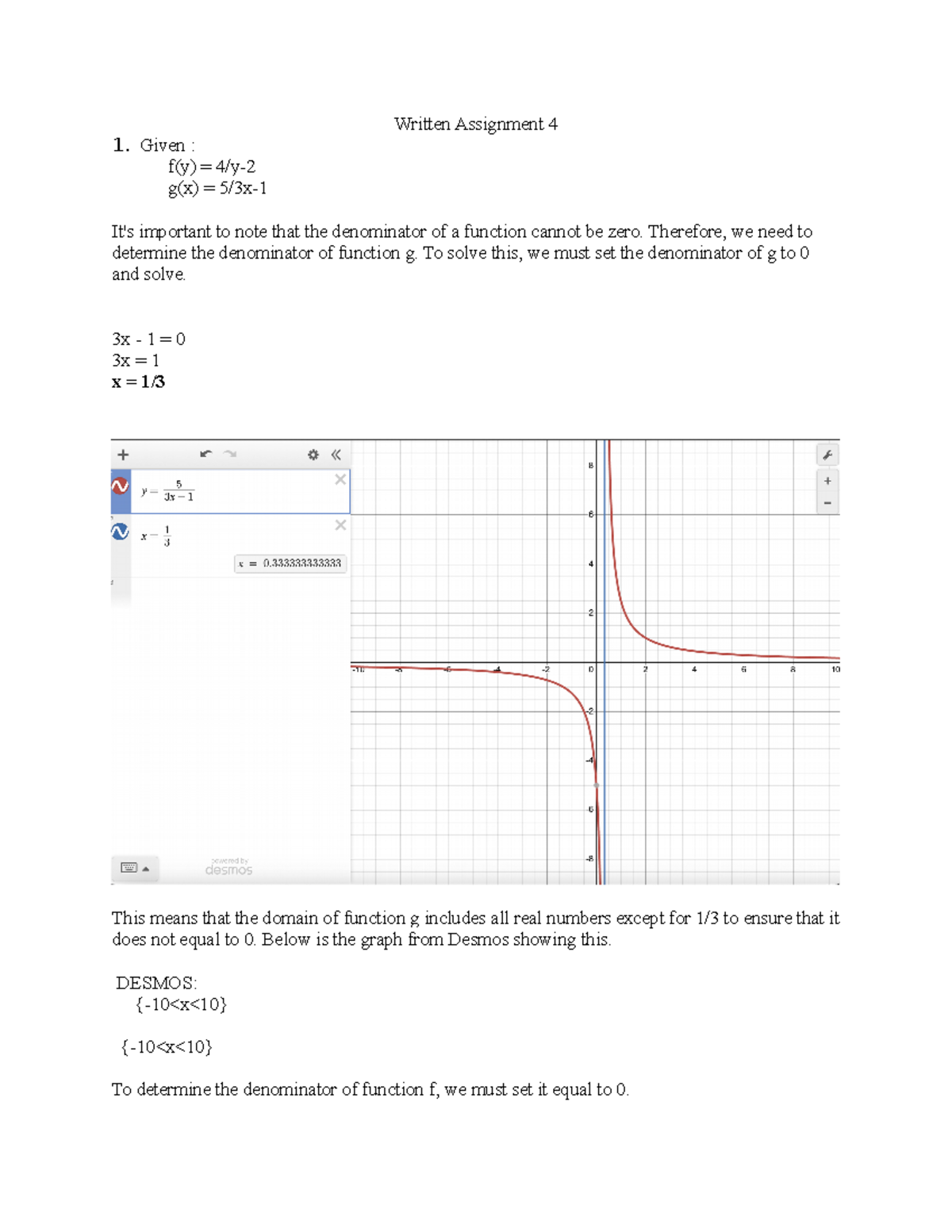 Written Assignment 4 - Solve the system: y = e3x , and y = e2x-1 Select ...