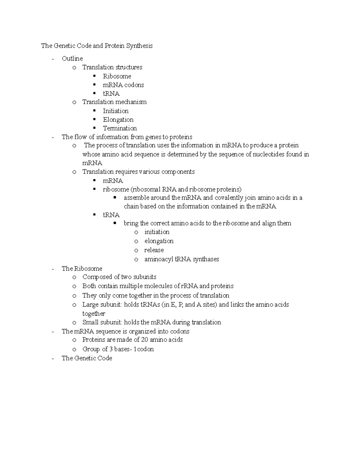The Genetic Code and Protein Synthesis - The Genetic Code and Protein ...