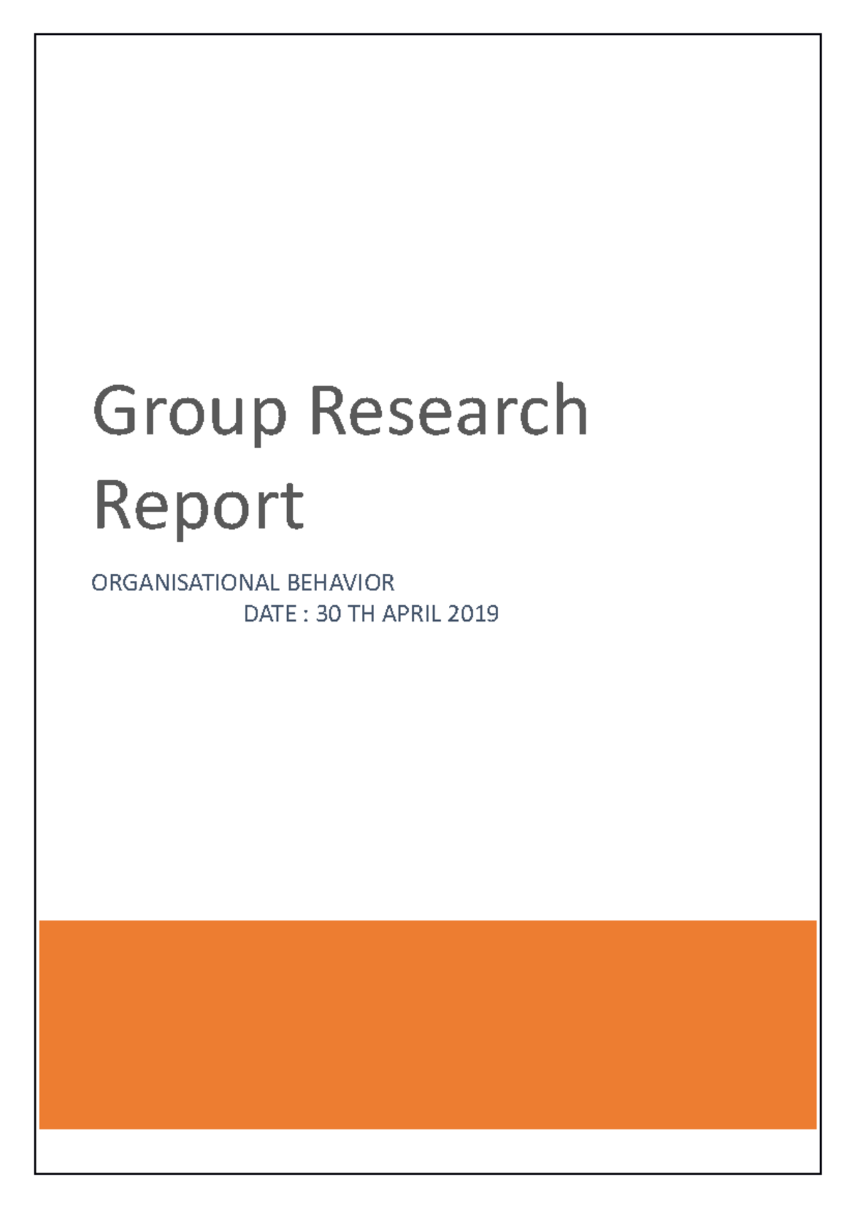 Research report - Group assignment - Group Research Report ...