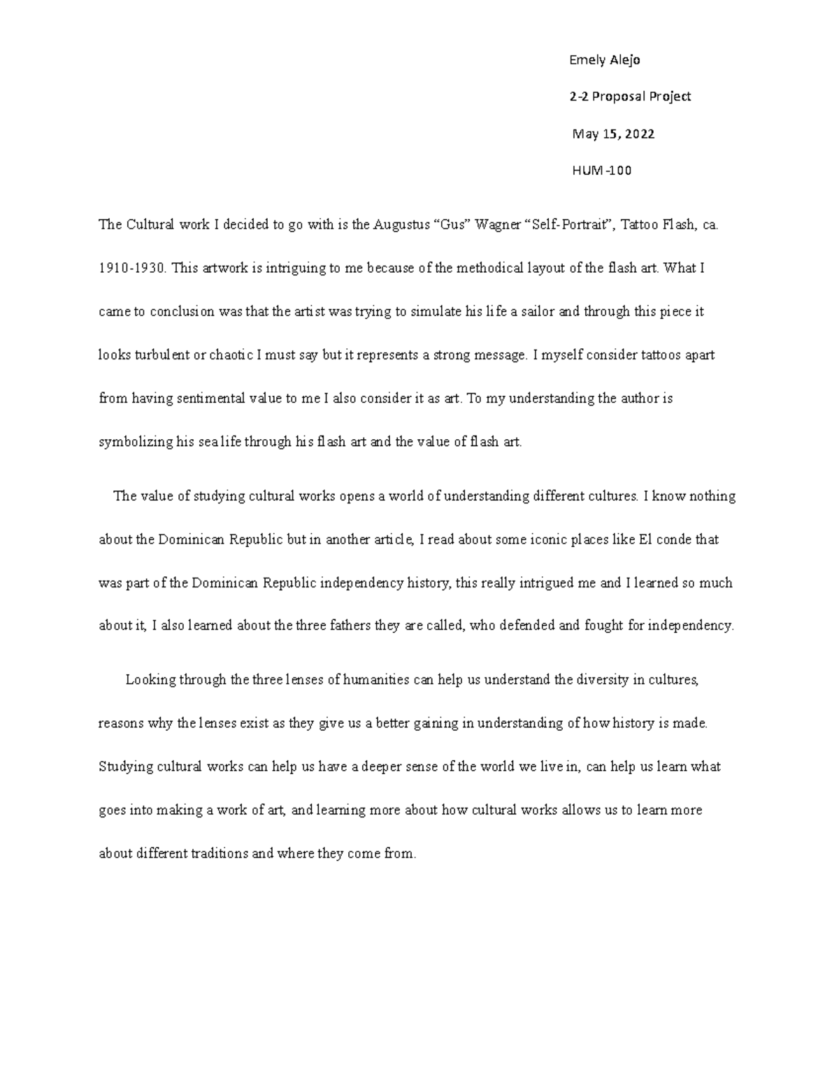 2-2 Project Project proposal HUM-100 - Emely Alejo 2-2 Proposal Project ...