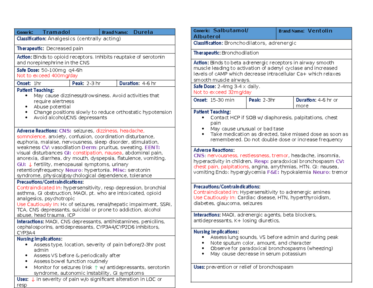 Tramadol-salbuterol med card - Generic: Tramadol Brand Name: Durela ...