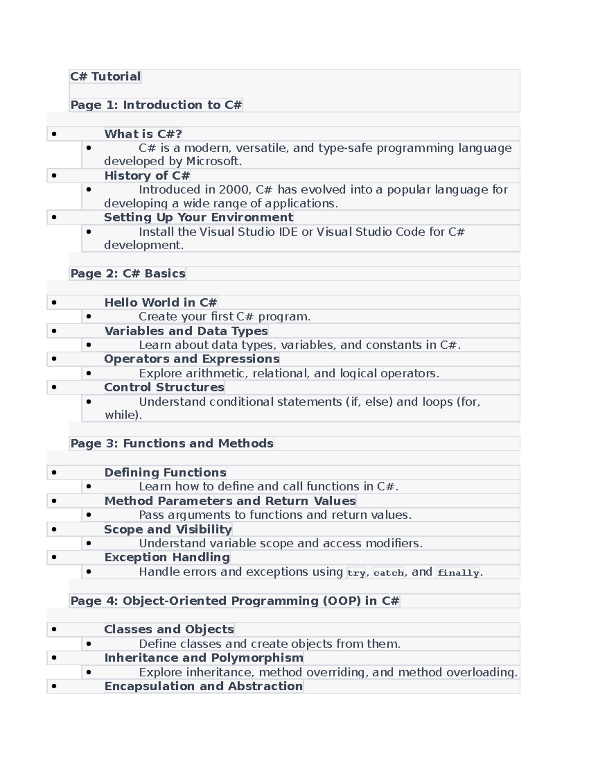 C C Sharp Programming Notes C Tutorial Page 1 Introduction To C What Is C C Is A 