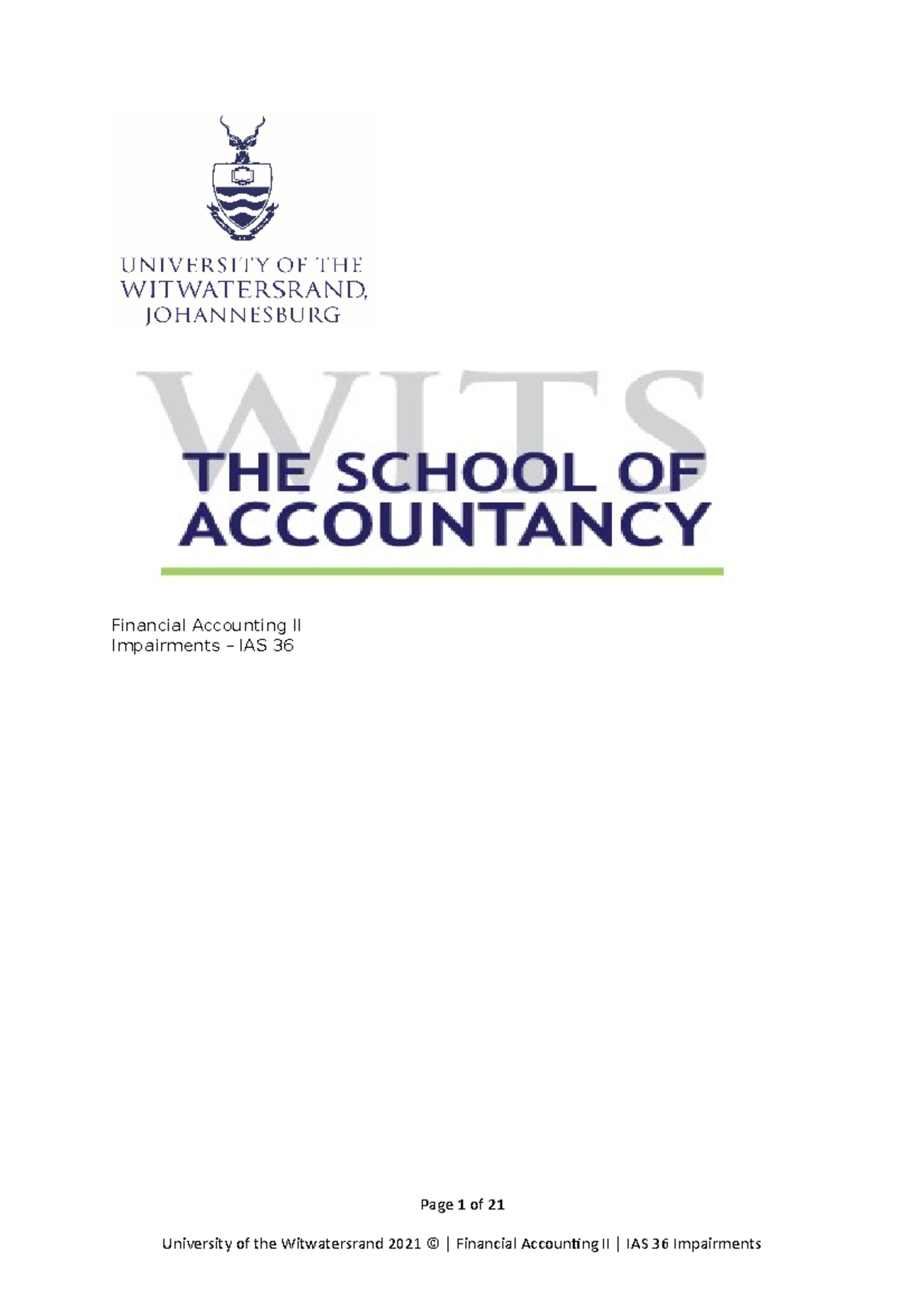 Impairments IAS 38 completed Notes - Financial Accounting II ...