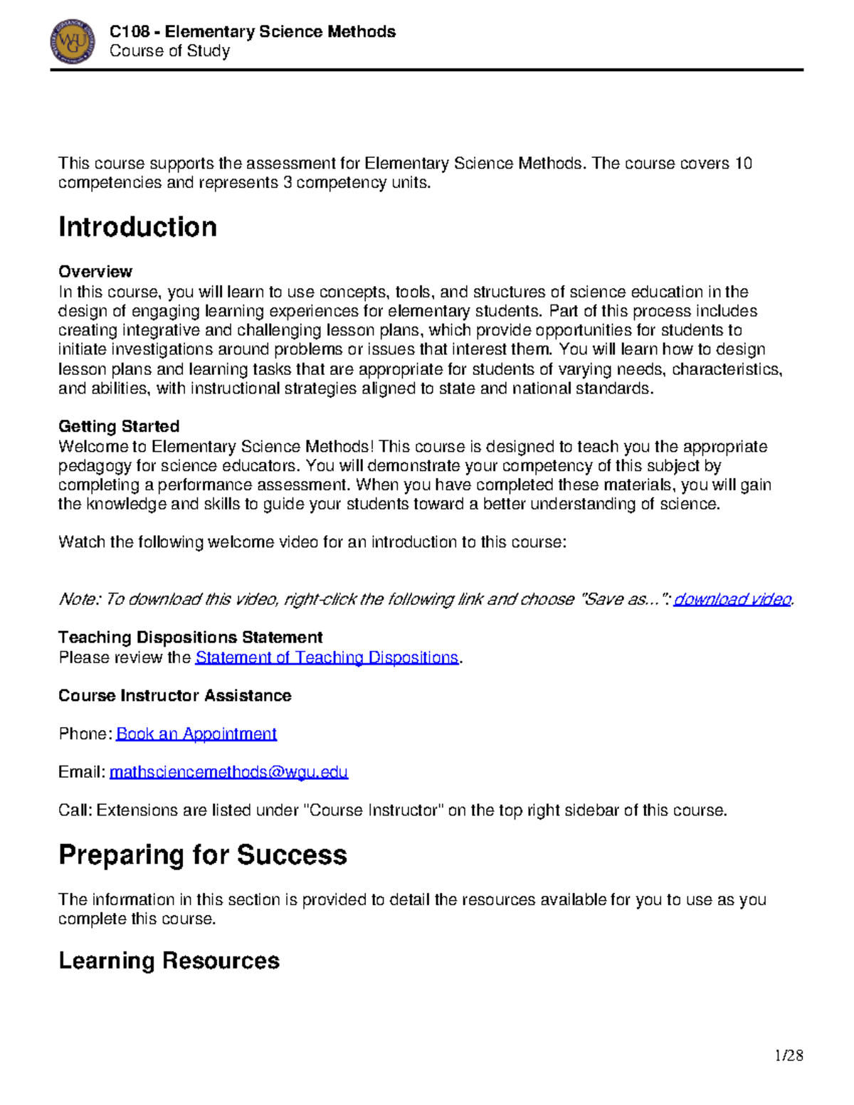 C108 course pdf - Science lecture notes - Course of Study This course ...