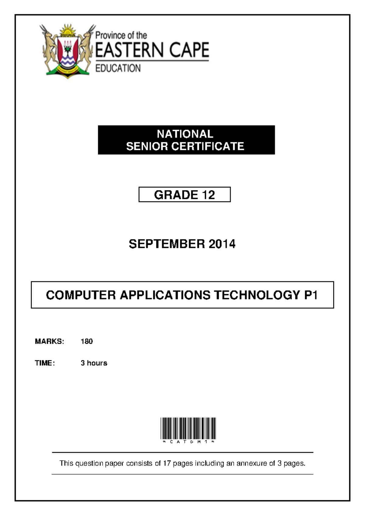 CAT P1 Afr en Eng - to help - NATIONAL SENIOR CERTIFICATE GRADE 12 ...