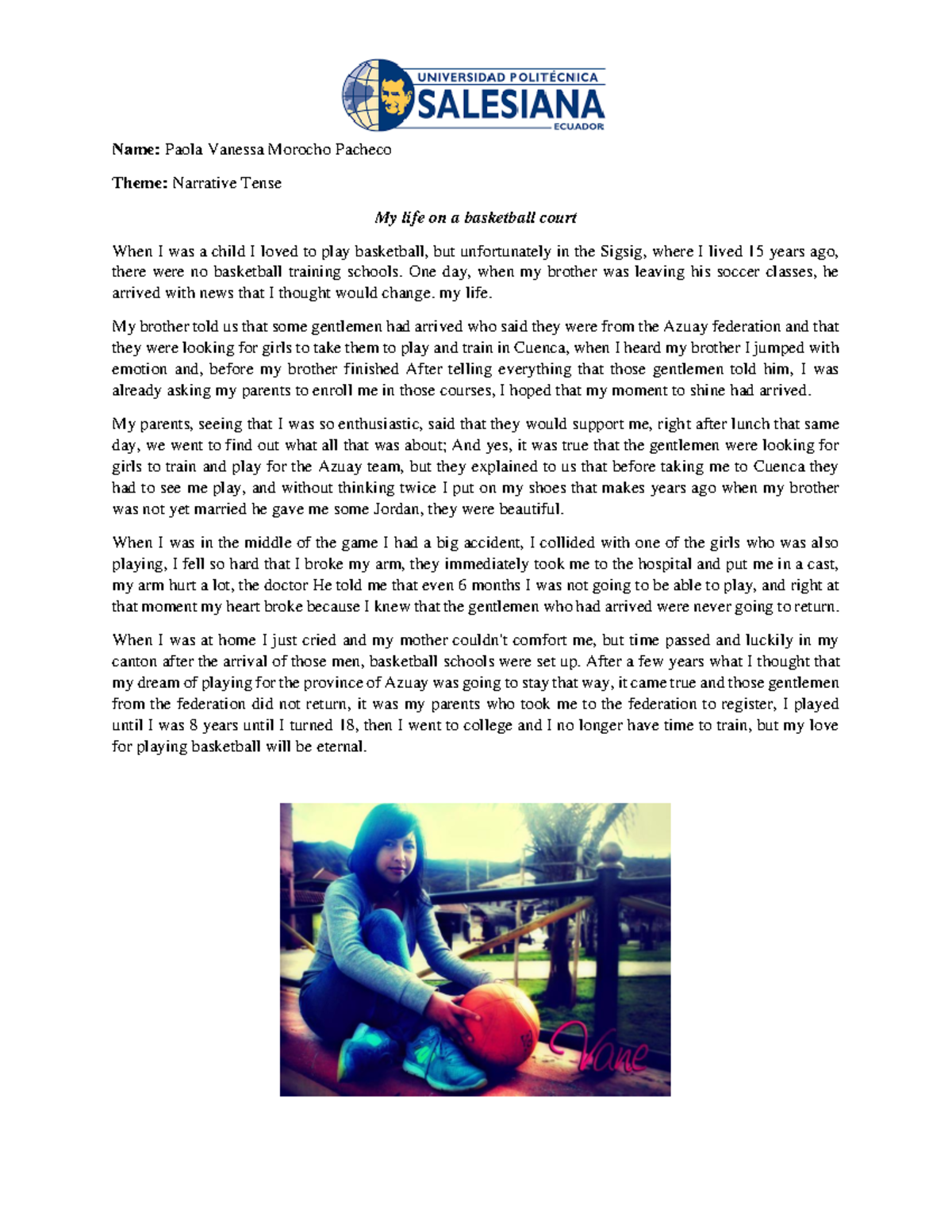 Narrative - NNHHHHHH - Name: Paola Vanessa Morocho Pacheco Theme ...