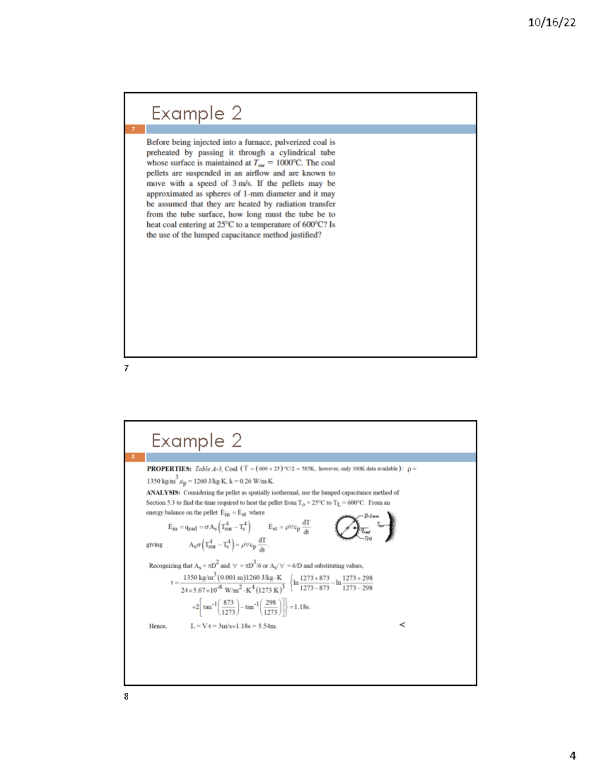 Pt2 Lecture 15 Transient Conduction Part 2 Class 1016 Example Example 1016 5 Example 3