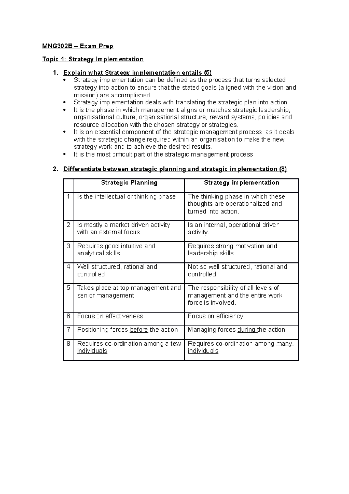 MNG3702-exam prep updated - MNG302B – Exam Prep Topic 1: Strategy ...