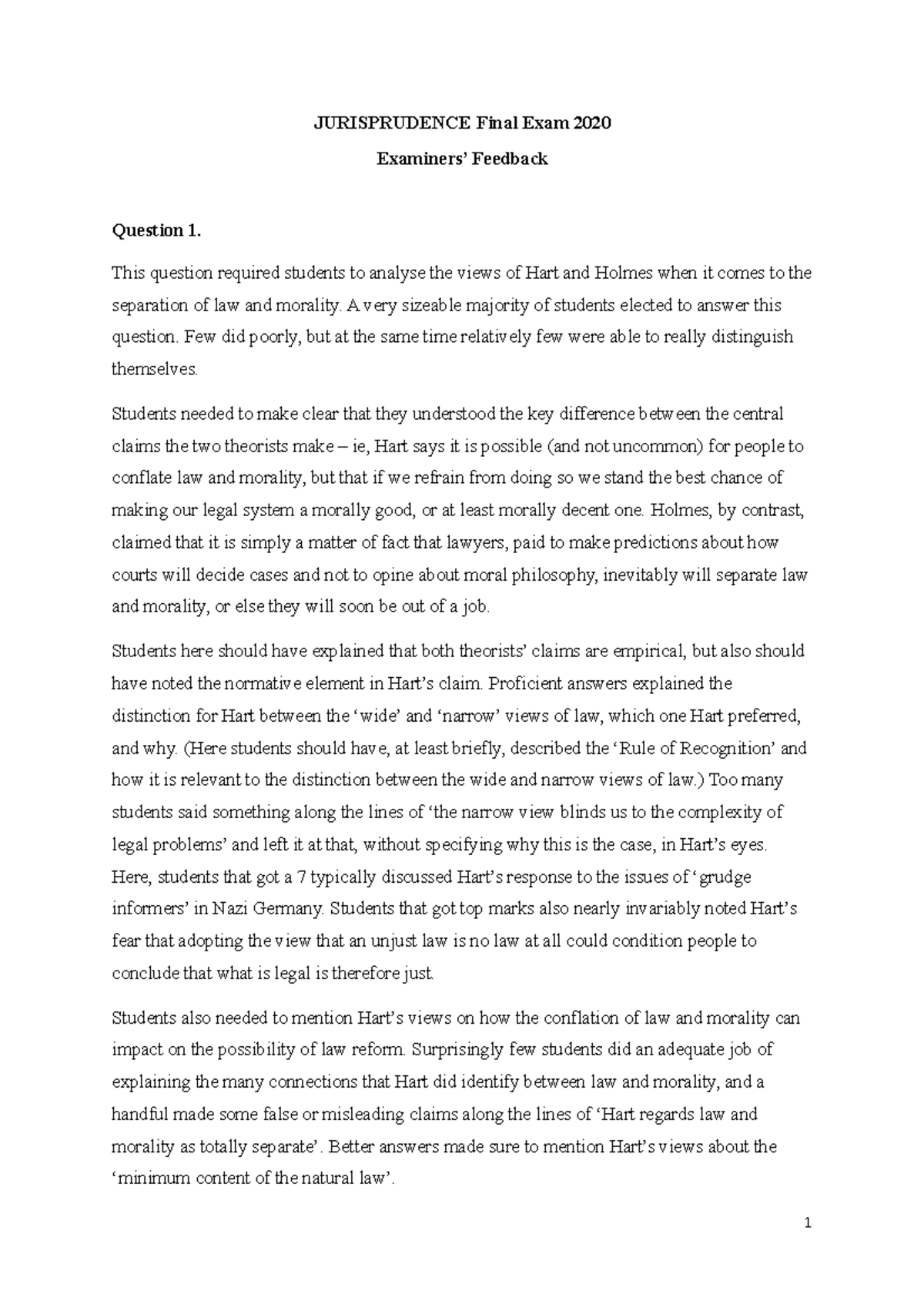 2020 Final Exam Feedback LAWS3704 - LAWS4111 - UQ - Studocu
