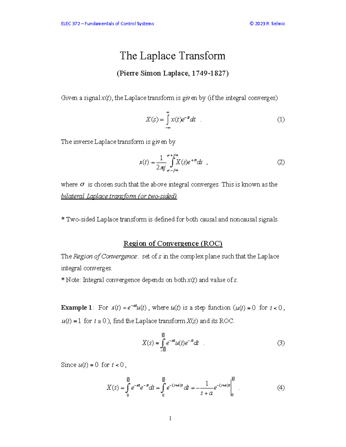 Unilateral Laplace Transform (Lecture 2) - The Laplace Transform ####### (Pierre Simon Laplace ...