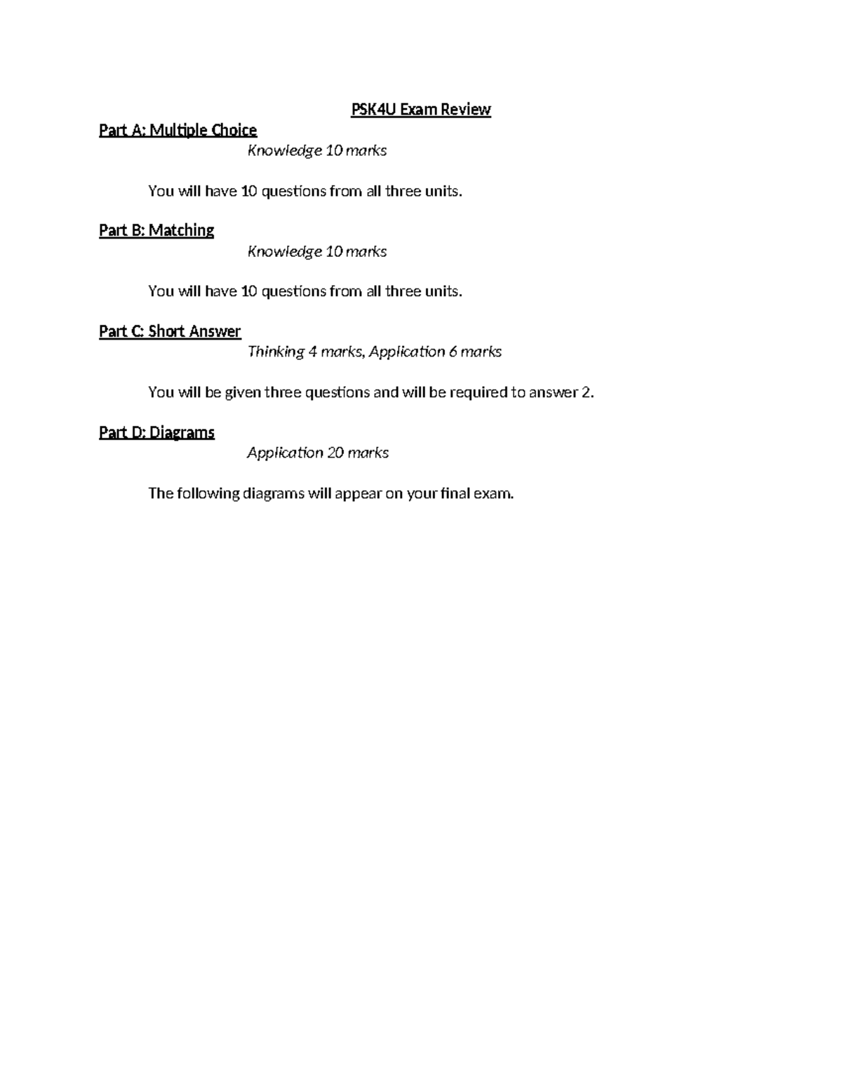 Psk4u exam review - Summary kinesiology - PSK4U Exam Review Part A ...