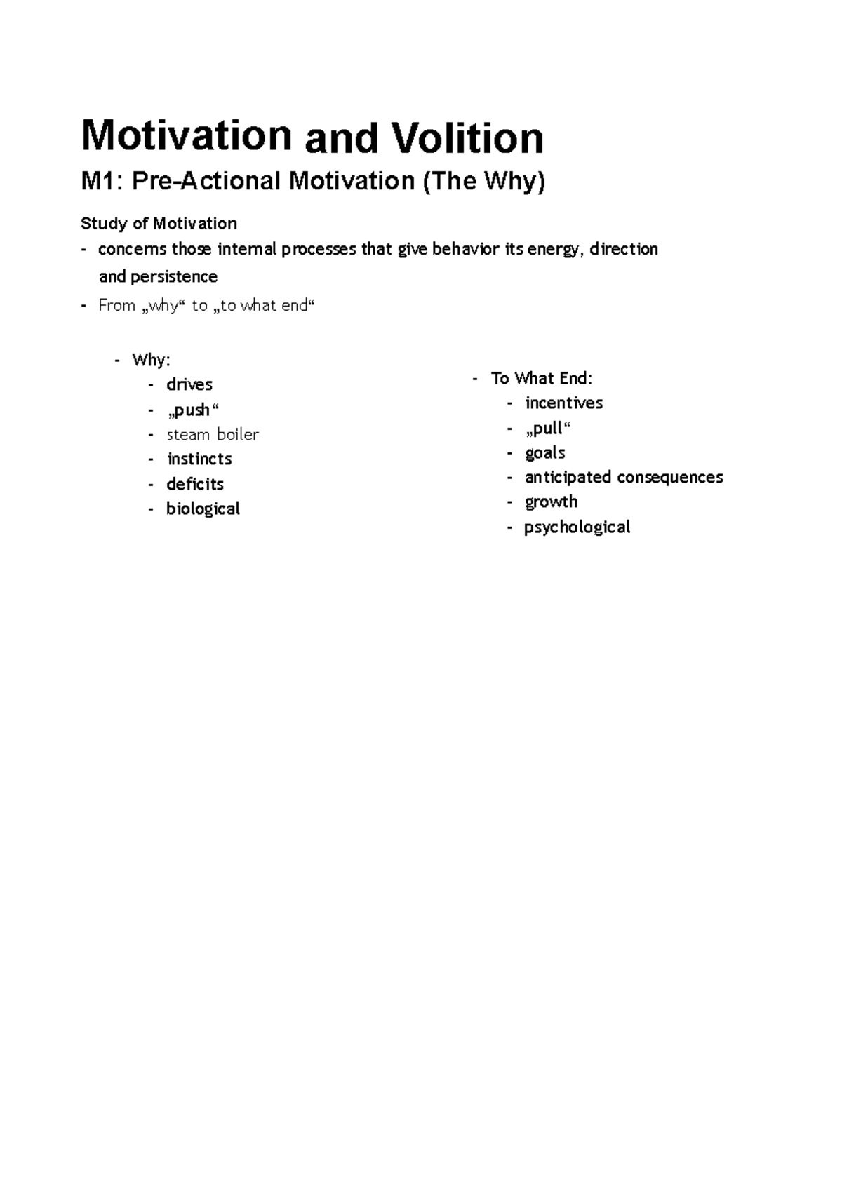 Motivation and Volition-2 - Motivation and Volition M1: Pre-Actional ...