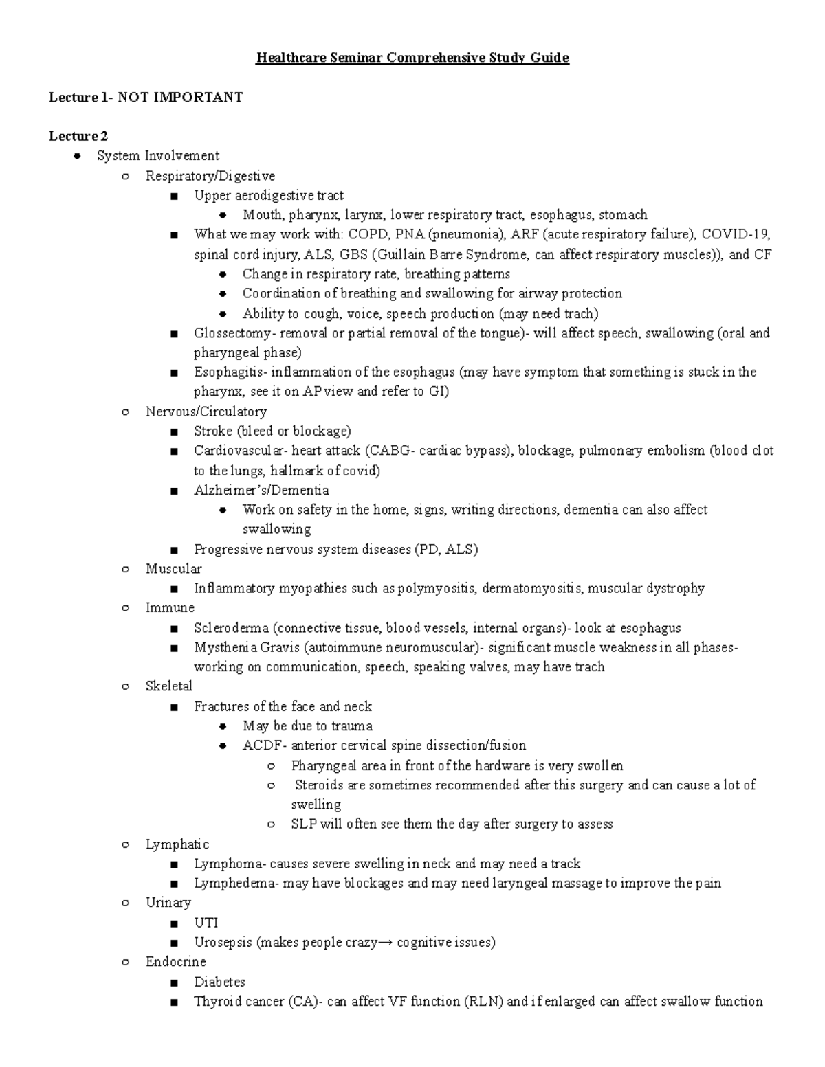 Healthcare Seminar - Comprehensive Exam SG - Healthcare Seminar ...