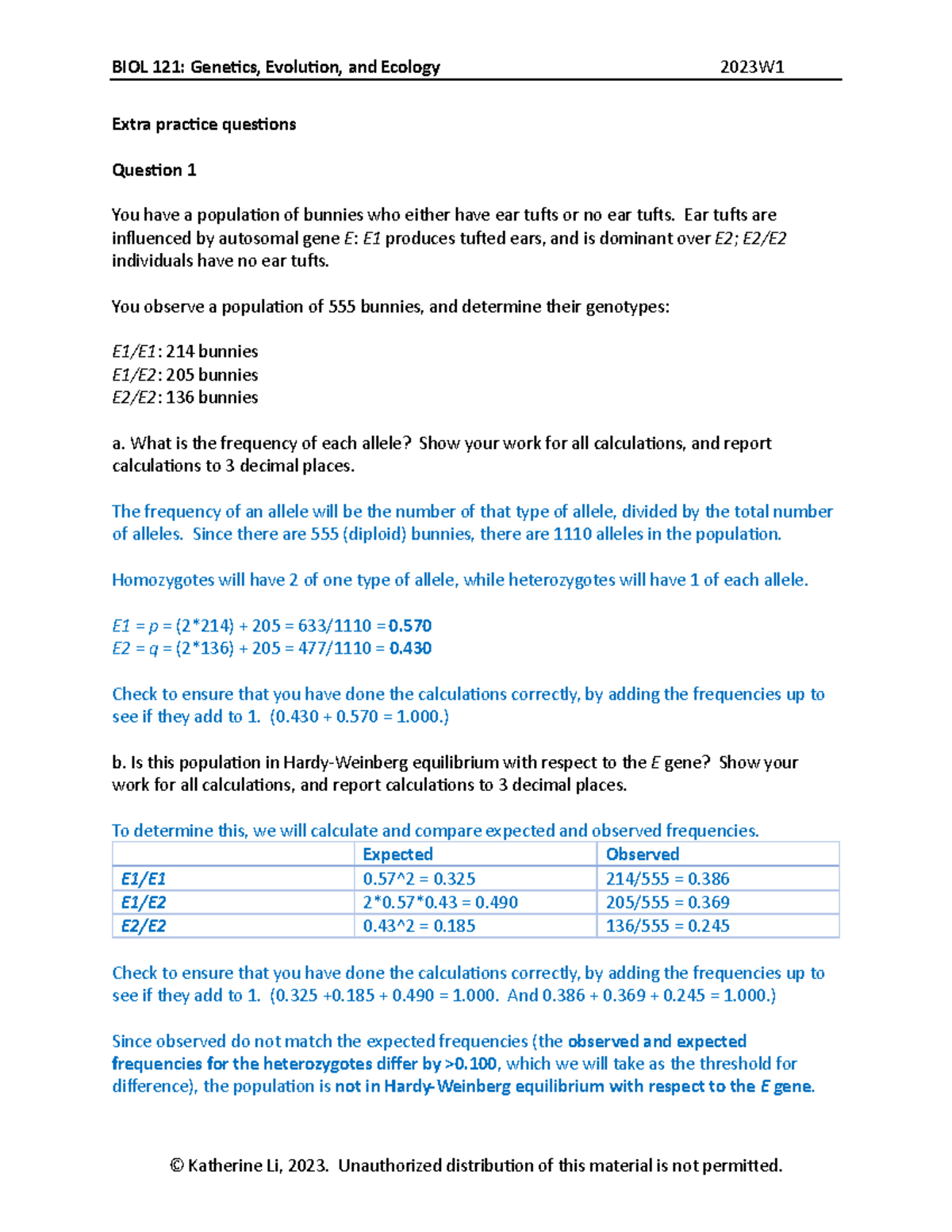 BIOL121 Midterm 2 Review Katherine Answer Key - Extra prac ce ques ons ...