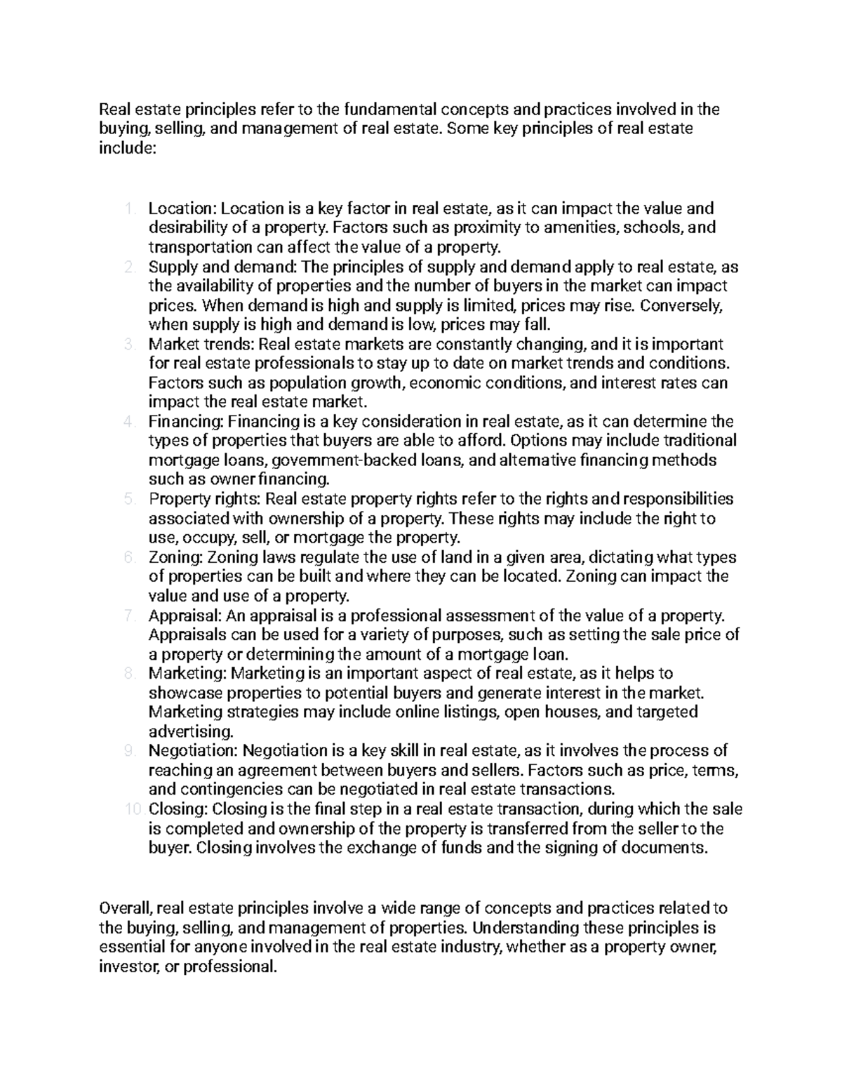 Intro to real estate principles - Real estate principles refer to the ...