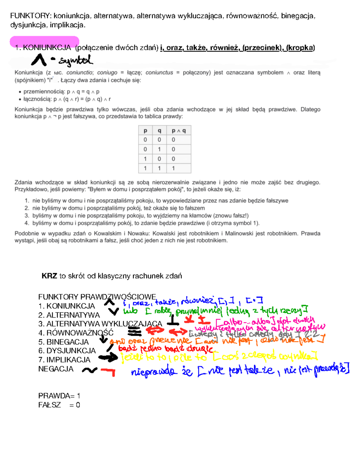 Funktory 7 (9 - FUNKTORY: koniunkcja, alternatywa, alternatywa ...