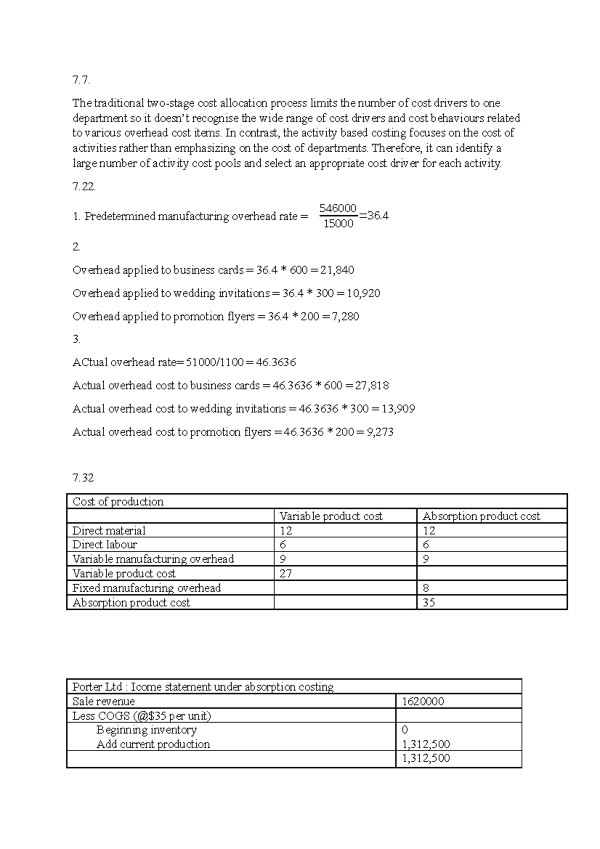 WS - exercise - 7. The traditional two-stage cost allocation process ...