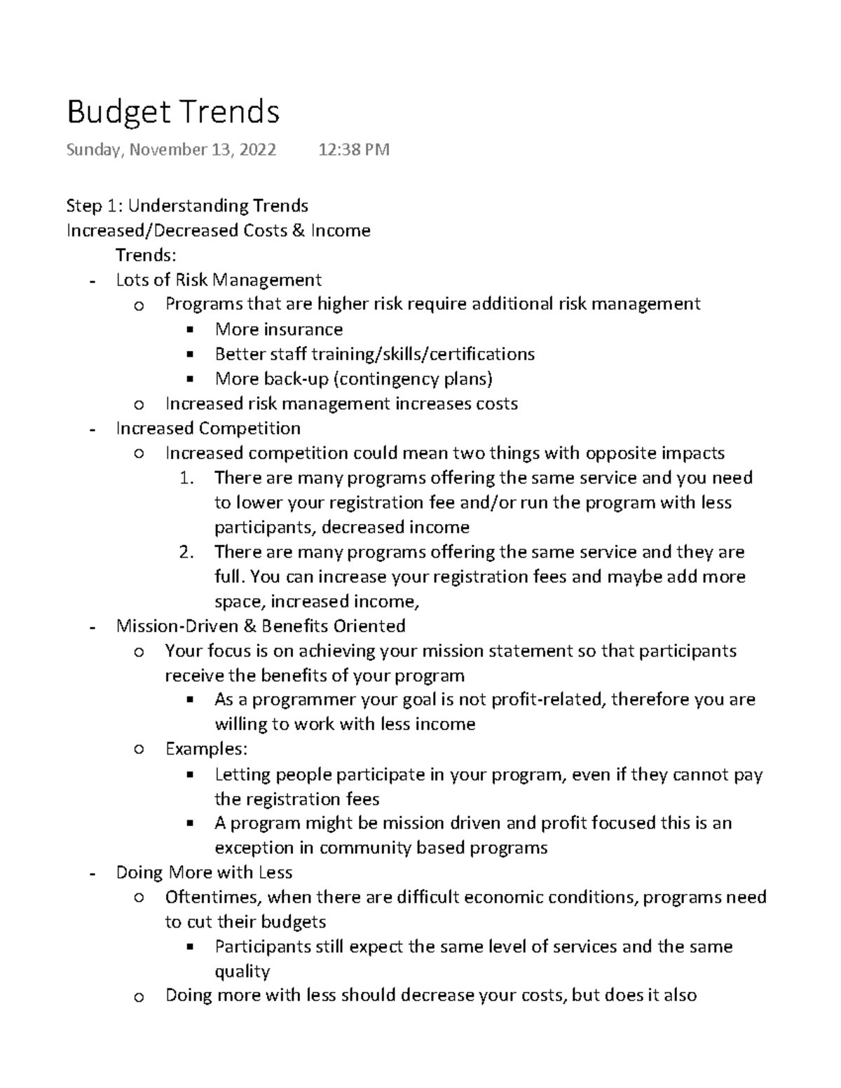 Ch 9 Budget Trends - Step 1: Understanding Trends Increased/Decreased ...