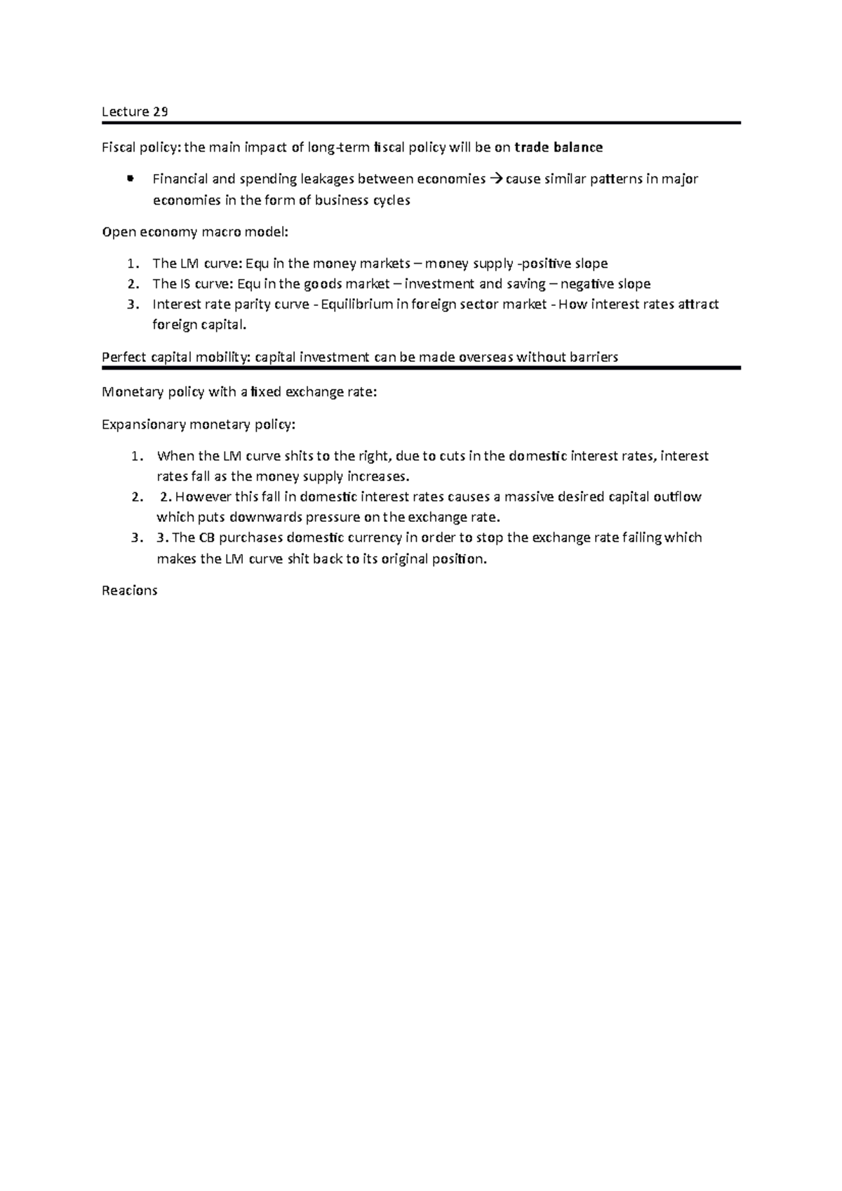 Lecture 29 - Lecture 29 Fiscal policy: the main impact of fiscal policy ...