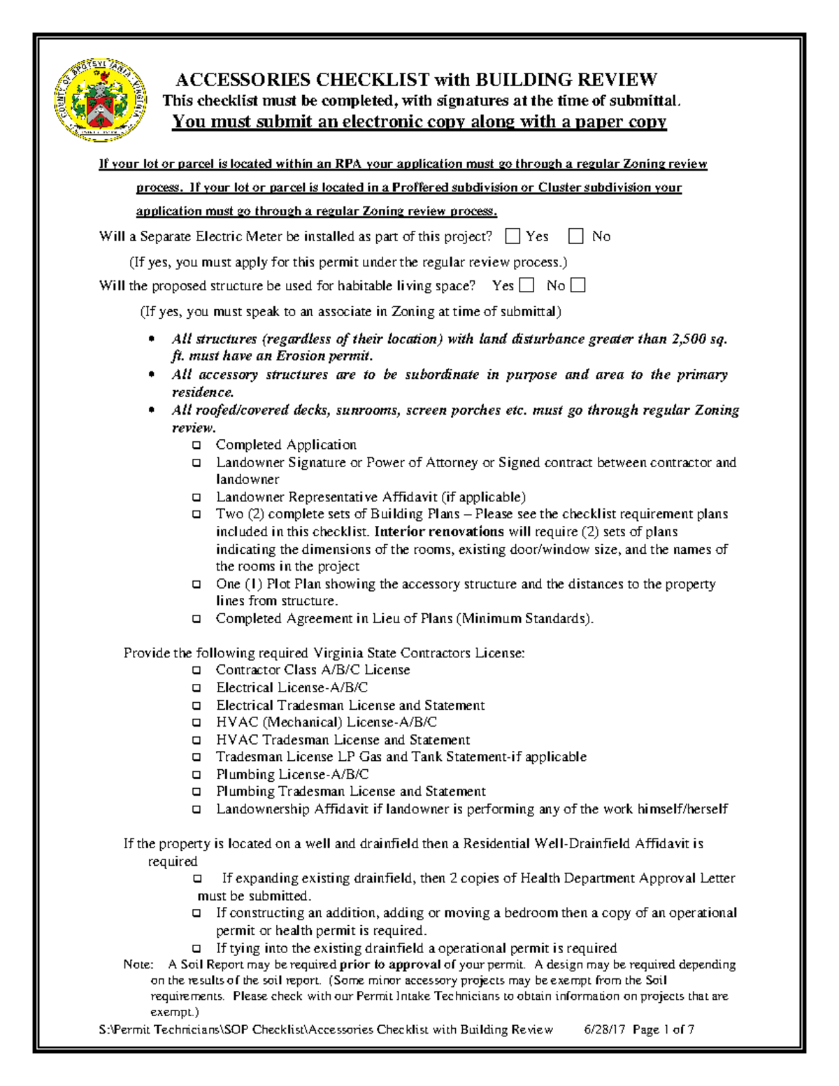 Accessories Electronic Checklist with Building Review 7-1-16 ...