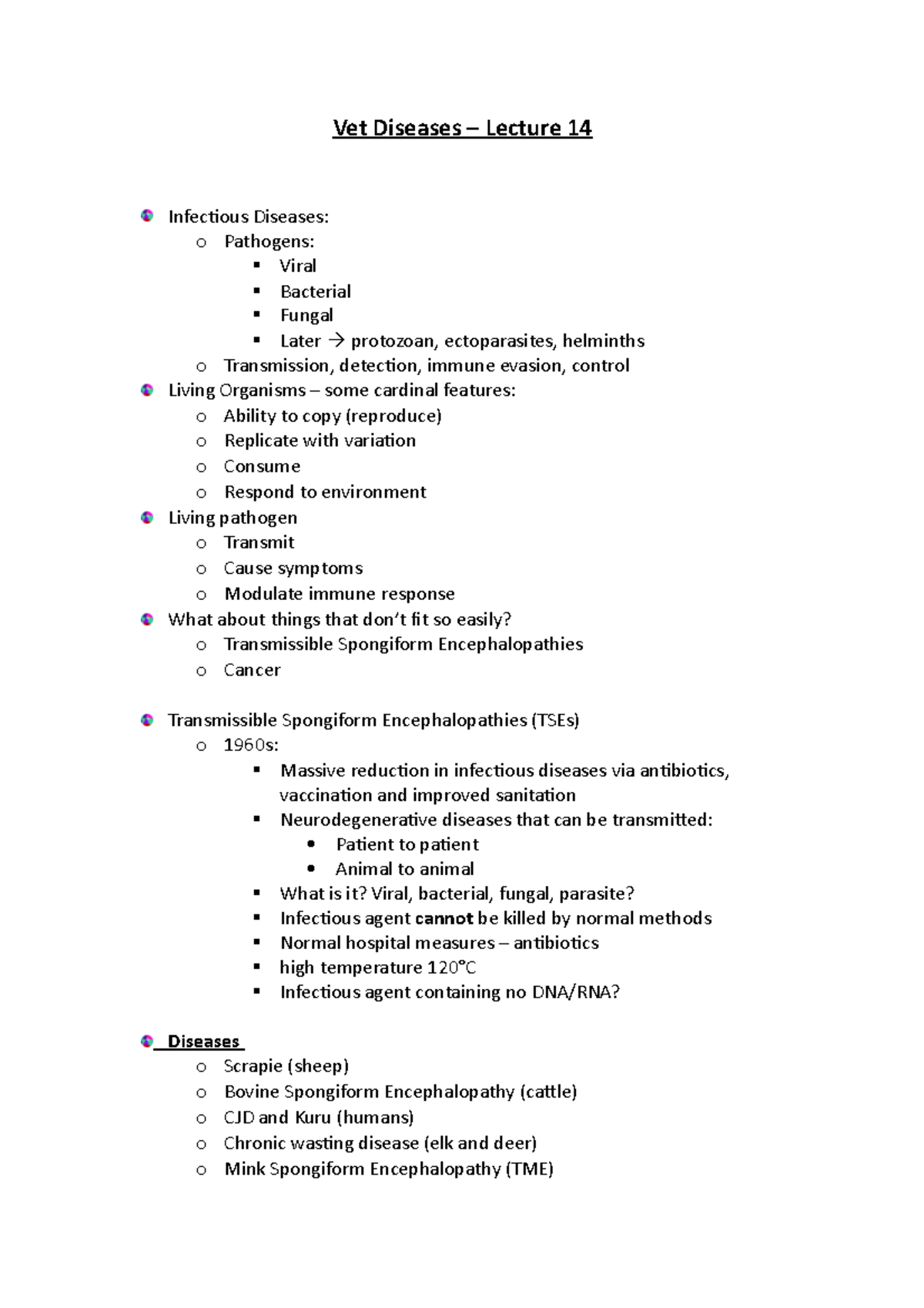 Vet Diseases - Lecture 14 - Vet Diseases – Lecture 14 Infectious ...