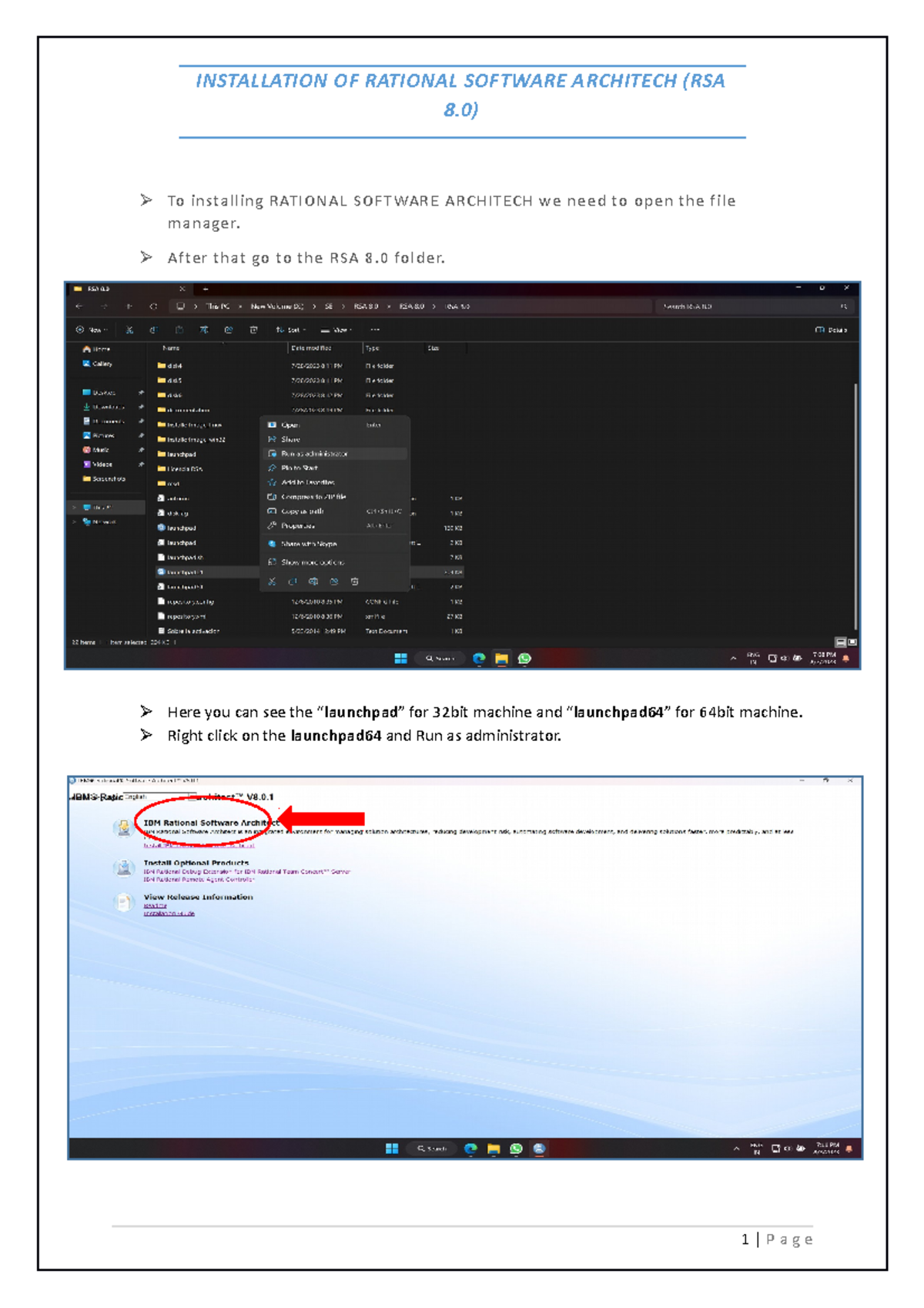 software engineering lab - INSTALLATION OF RATIONAL SOFTWARE ARCHITECH ...