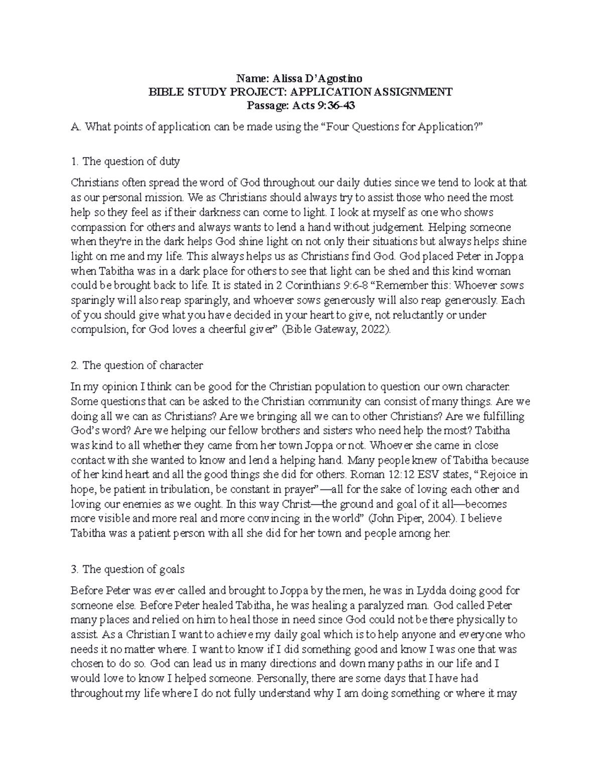 BIBL104 Bible Study Project Application Assignment - Name: Alissa D ...
