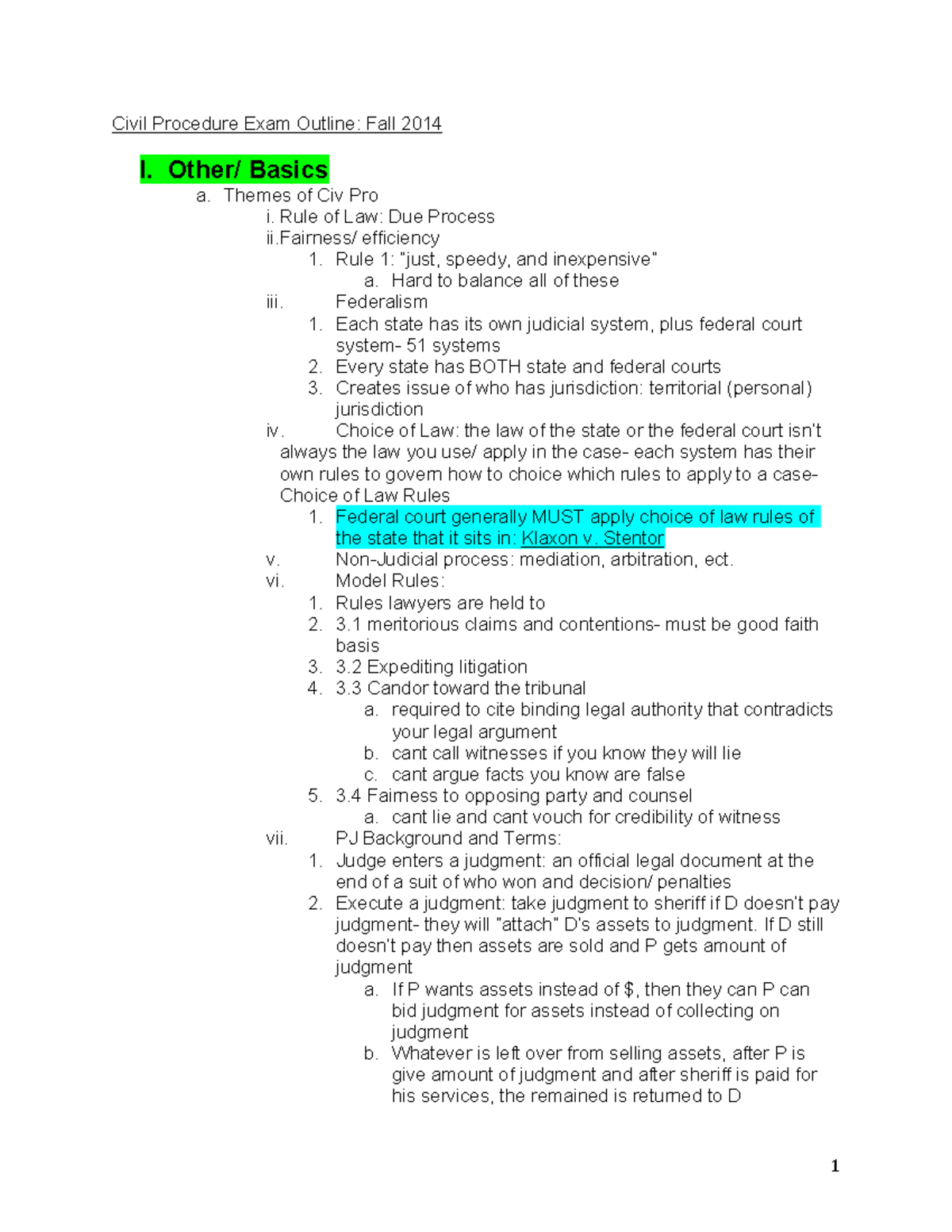 Civprooutline 2 - civpro outline - Civil Procedure Exam Outline: Fall ...