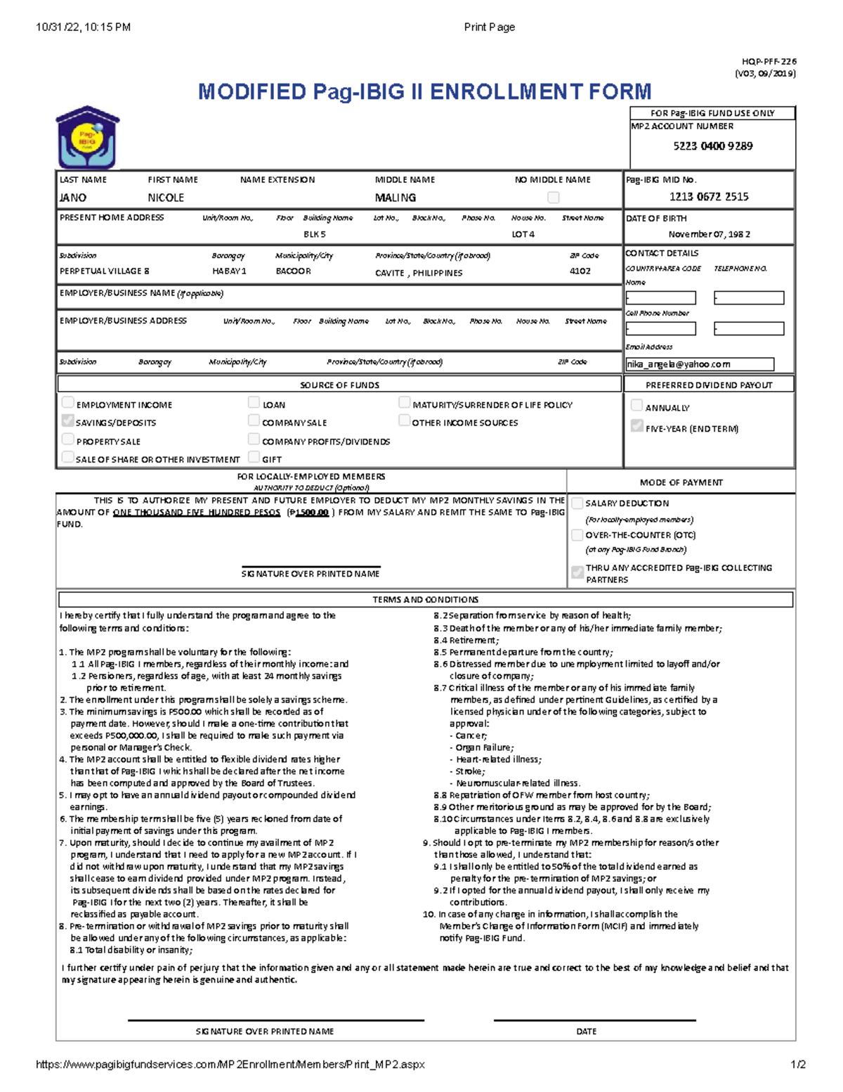 Nicole JANO MP2 Savings - 10/31/22, 10:15 PM Print Page - Studocu