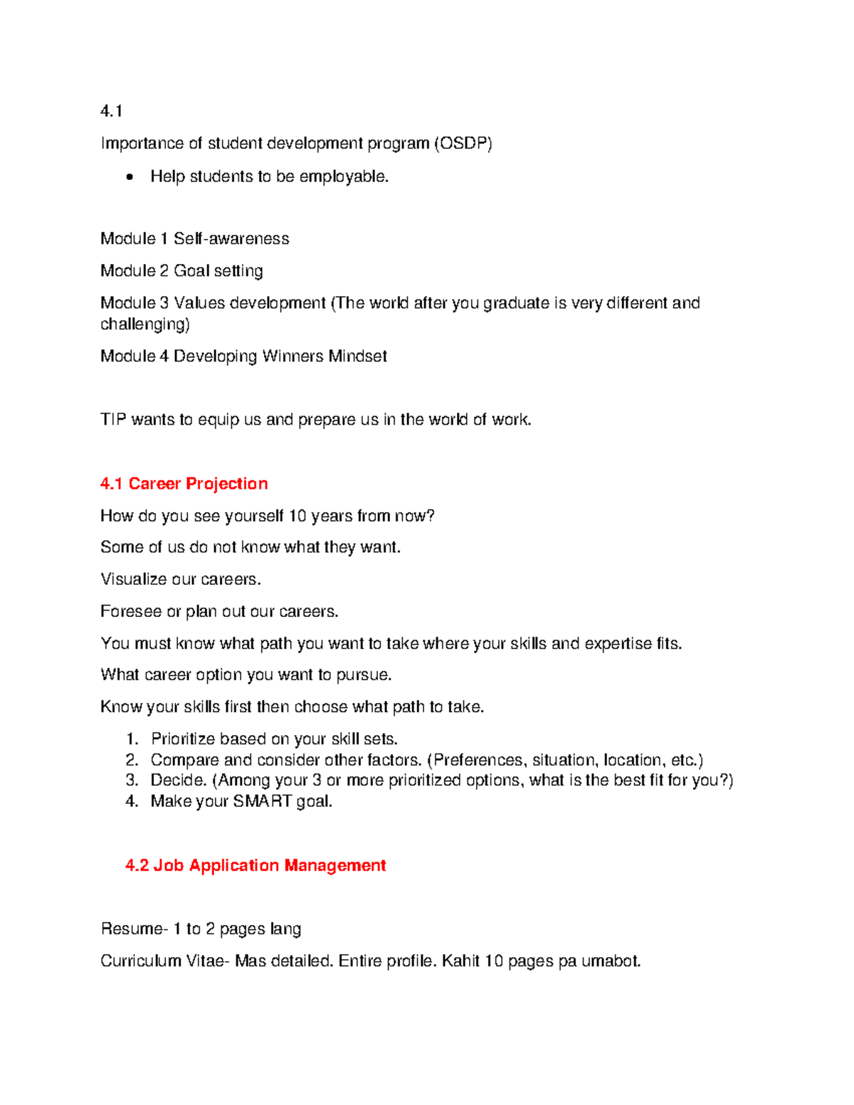 OSDP Takeaways - 4. Importance of student development program (OSDP ...