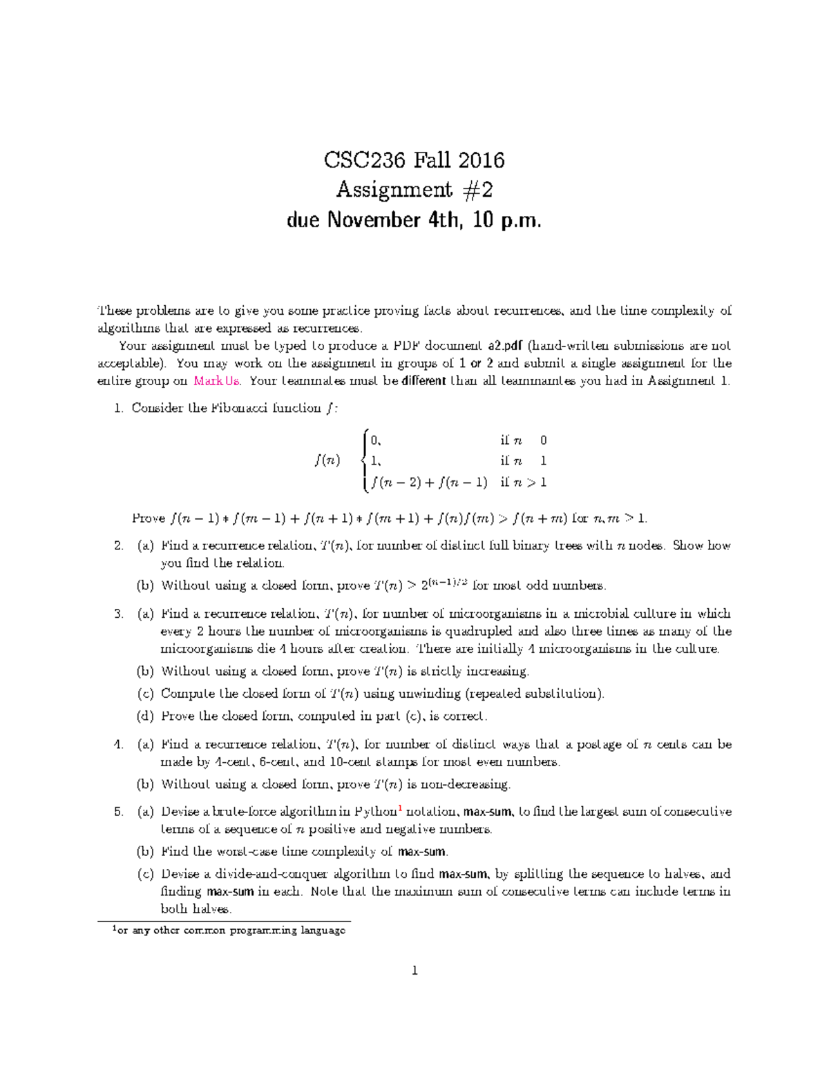 Csc236 a2 - Assignment #2 Annotated - ss ♥♠ ♥t ★ due November 4th, 10 p. s - Studocu