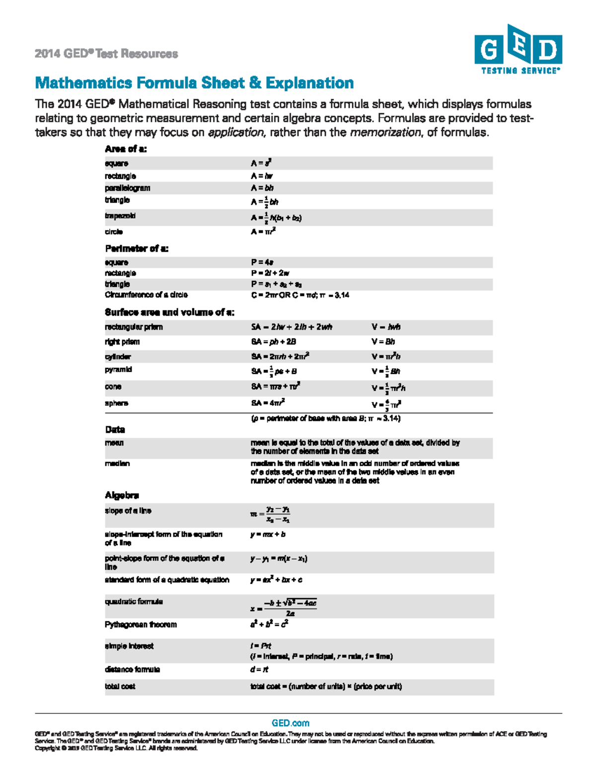 Mathh - This is formula. - G E 2014 Test Resources D TESTING SERVICE ...