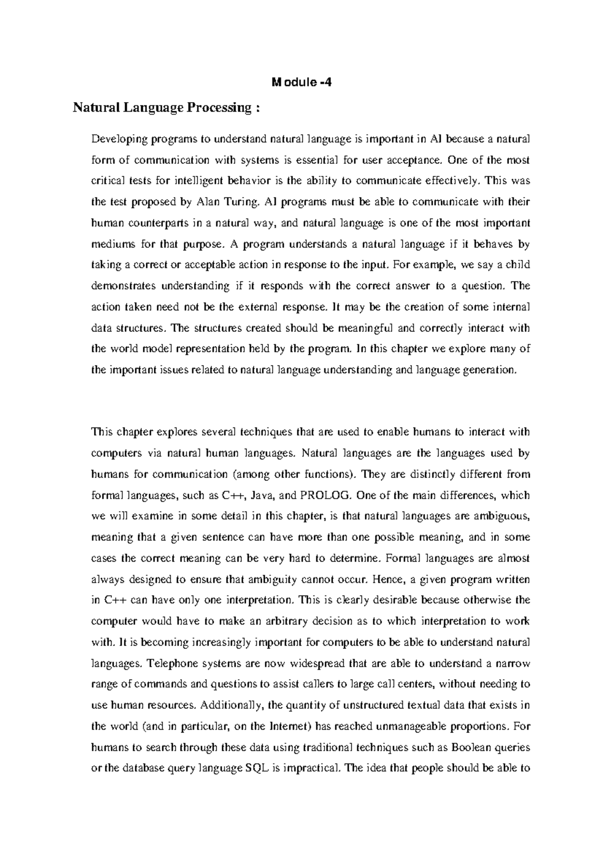 Artificial intelligence notes-29 - M odule - Natural Language ...